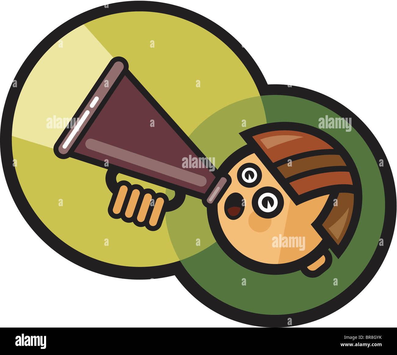 A man using a bullhorn to make an announcement Stock Photo - Alamy