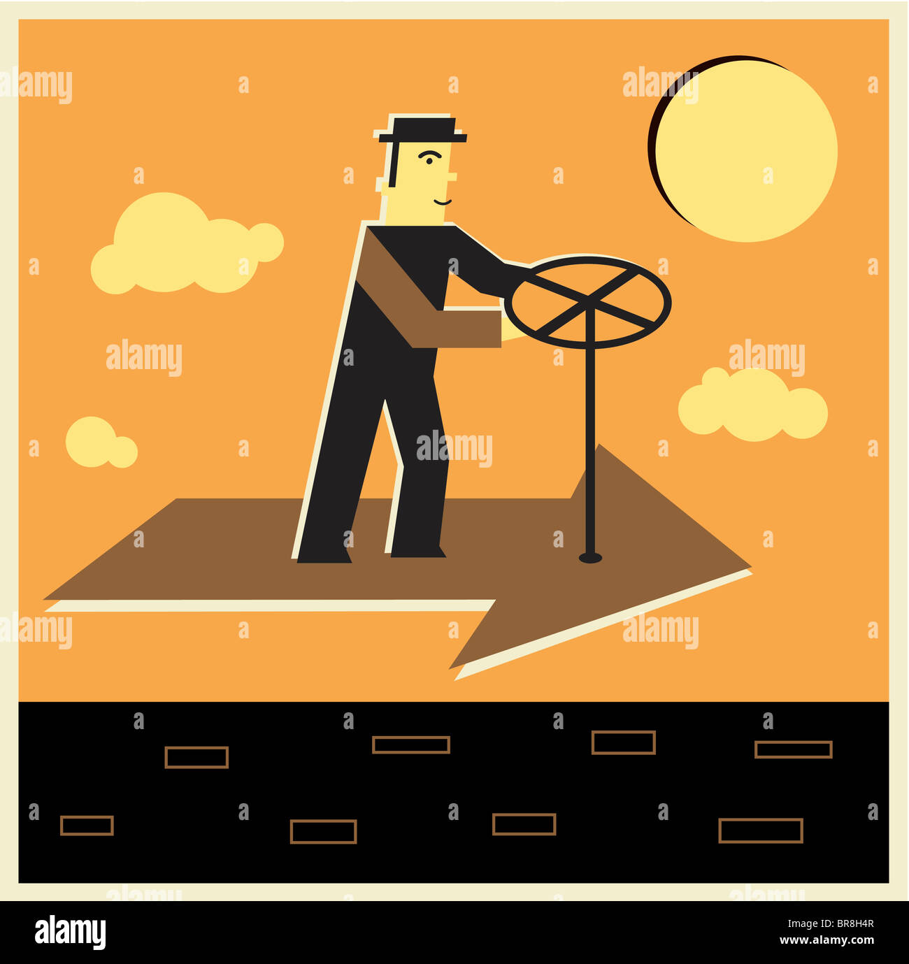 Man riding on and steering an arrow Stock Photo - Alamy