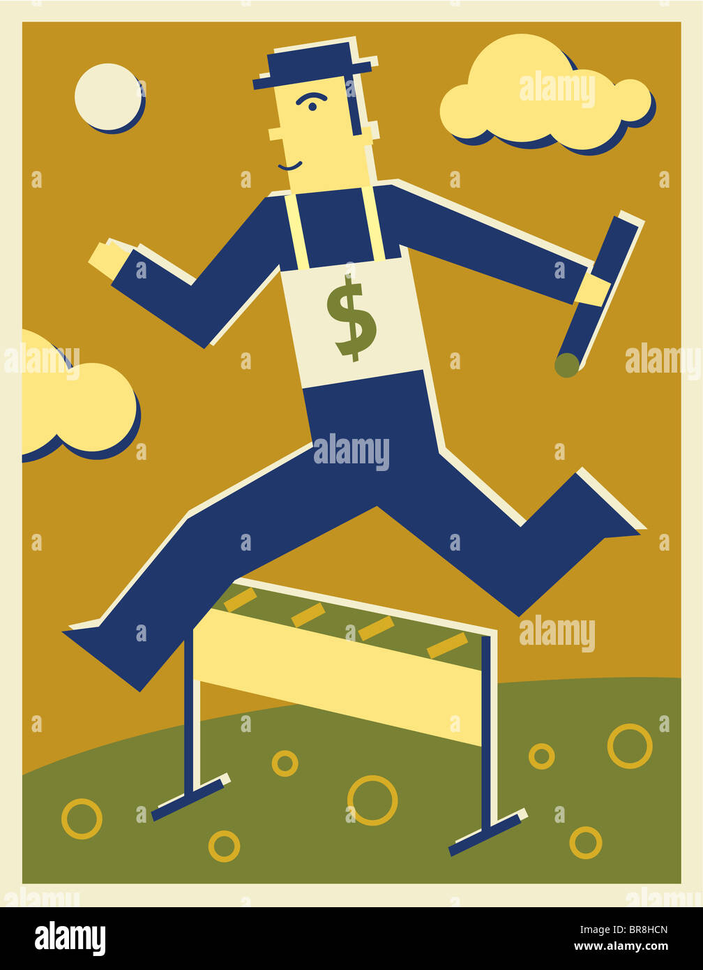 Cartoon illustration man jumping over hi-res stock photography and ...