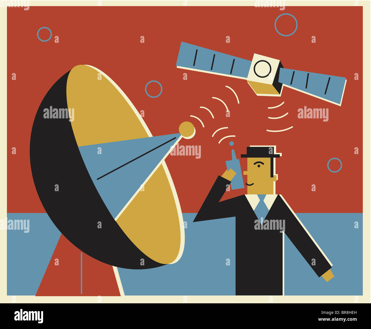 A man communicatng via satellite communication Stock Photo - Alamy