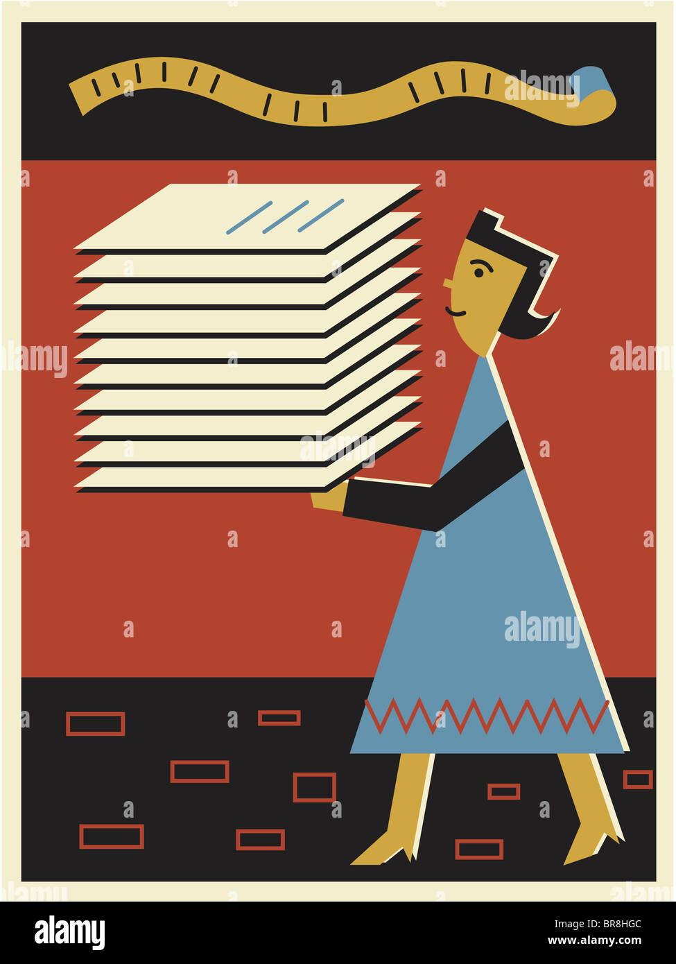 A businesswoman carrying a stack of paper Stock Photo - Alamy