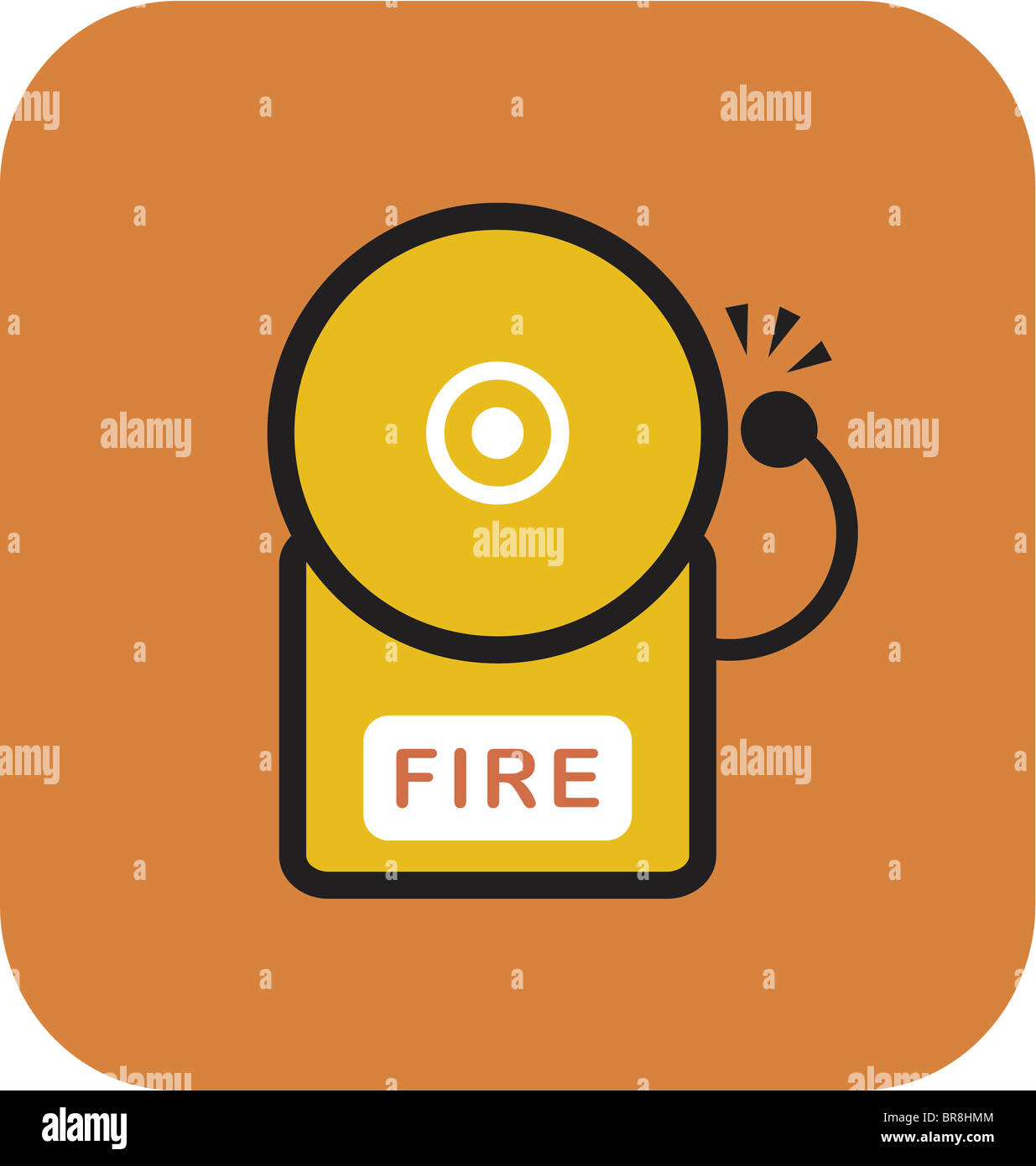 A fire alarm on orange background Stock Photo - Alamy
