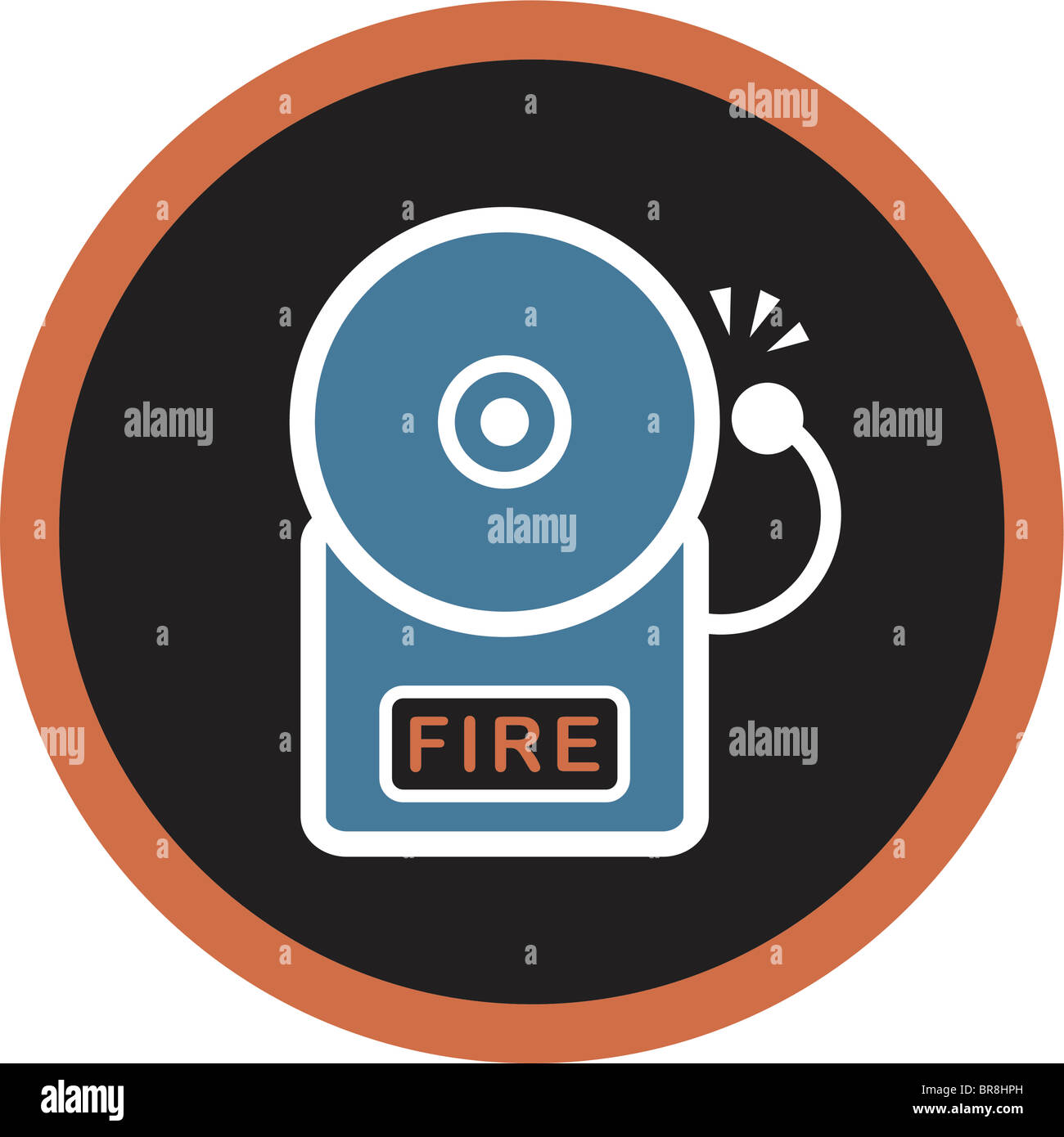A blue fire alarm on black background Stock Photo - Alamy