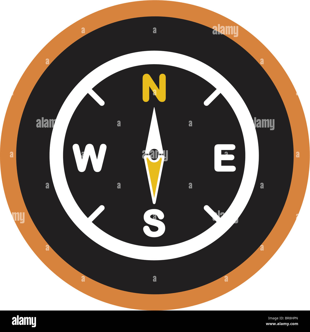 A black and orange compass Stock Photo - Alamy