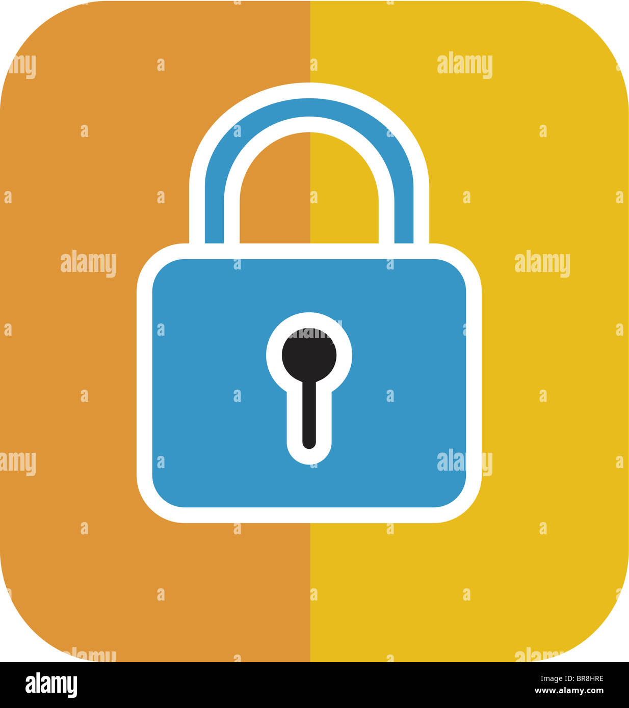 A blue lock on orange and yellow background Stock Photo - Alamy