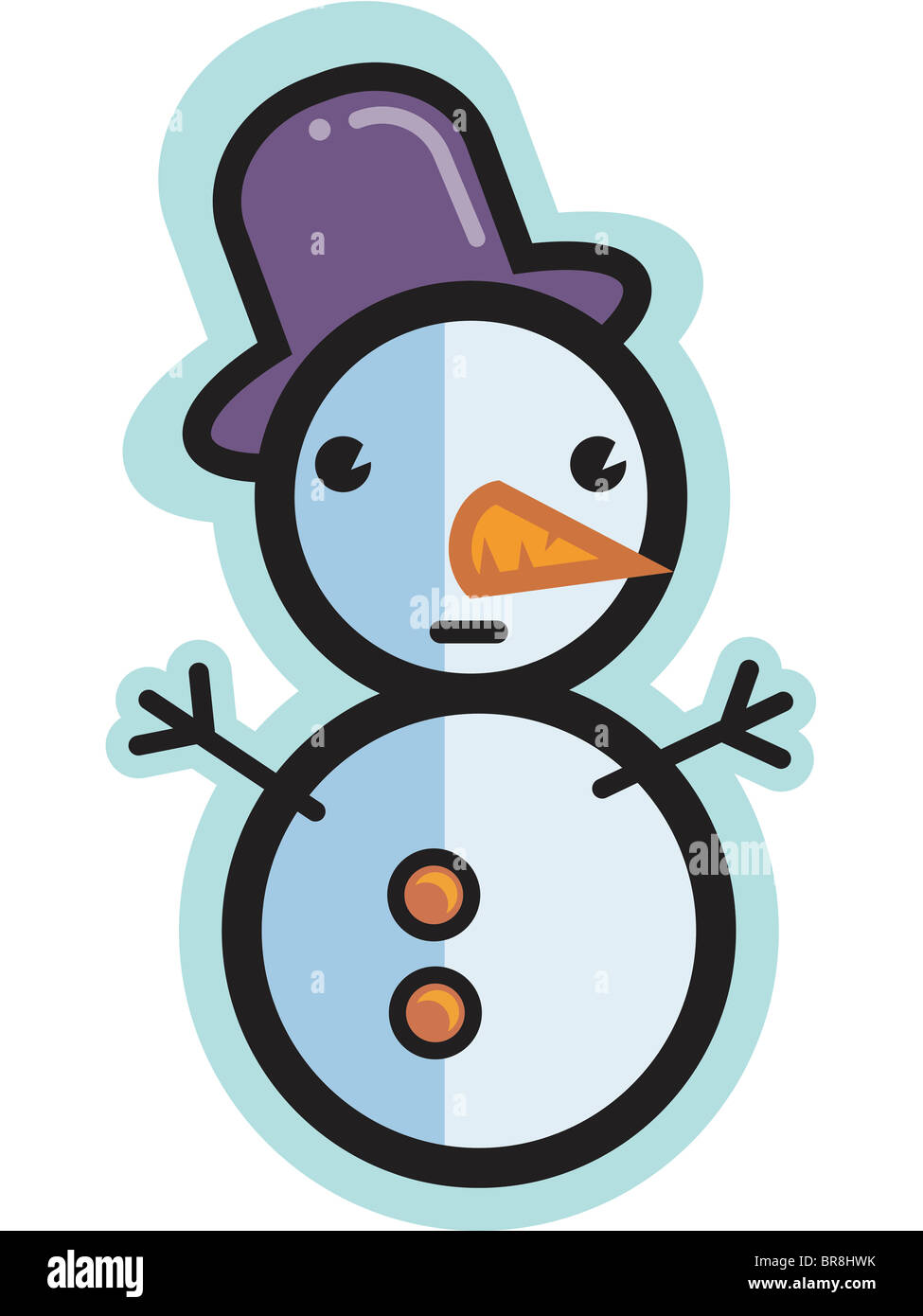 Illustration of a snowman Stock Photo - Alamy