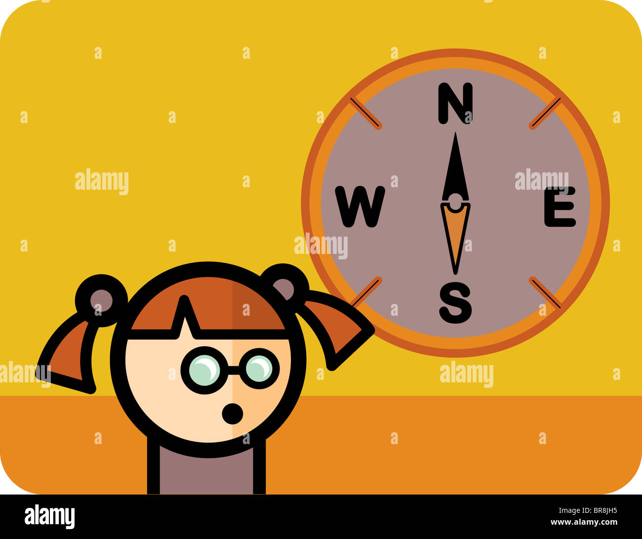 A girl and a compass Stock Photo - Alamy