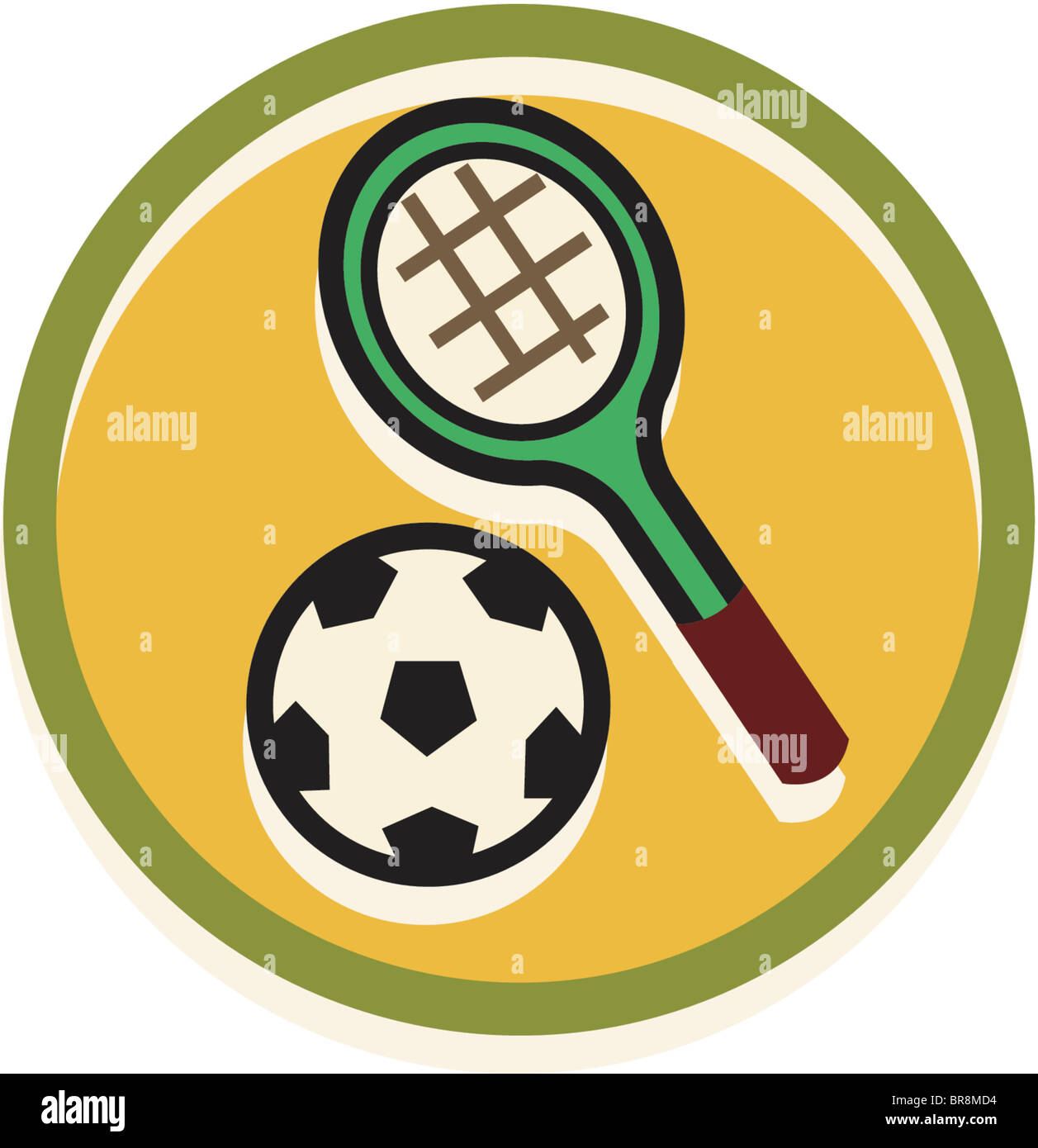 Tennis racket and soccer ball Stock Photo - Alamy