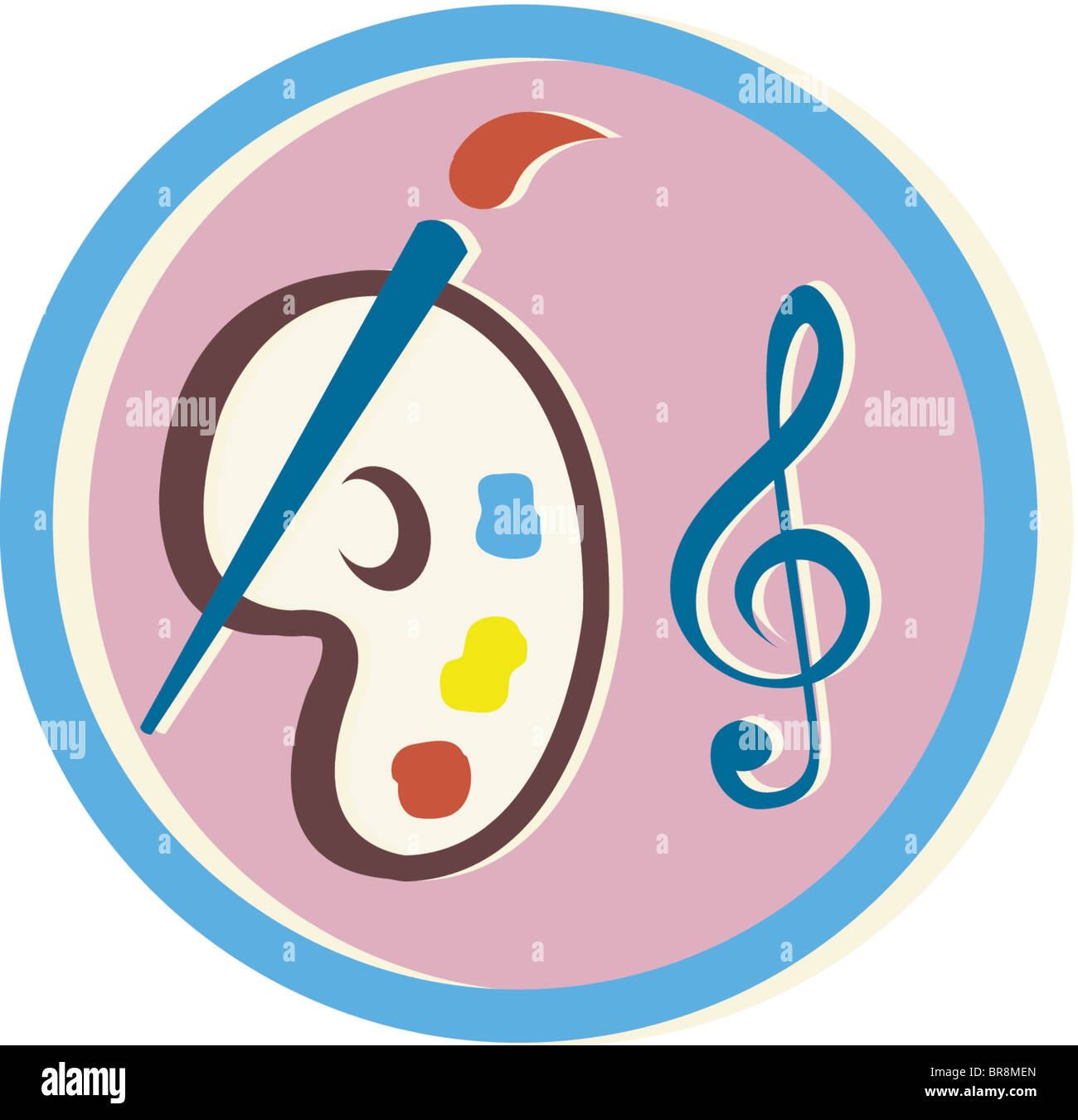 Painters palette and musical symbol Stock Photo - Alamy