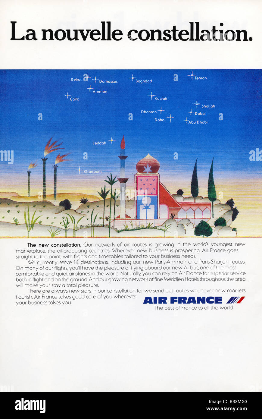 Colour magazine advert for Air France new routes to oil-producing ...
