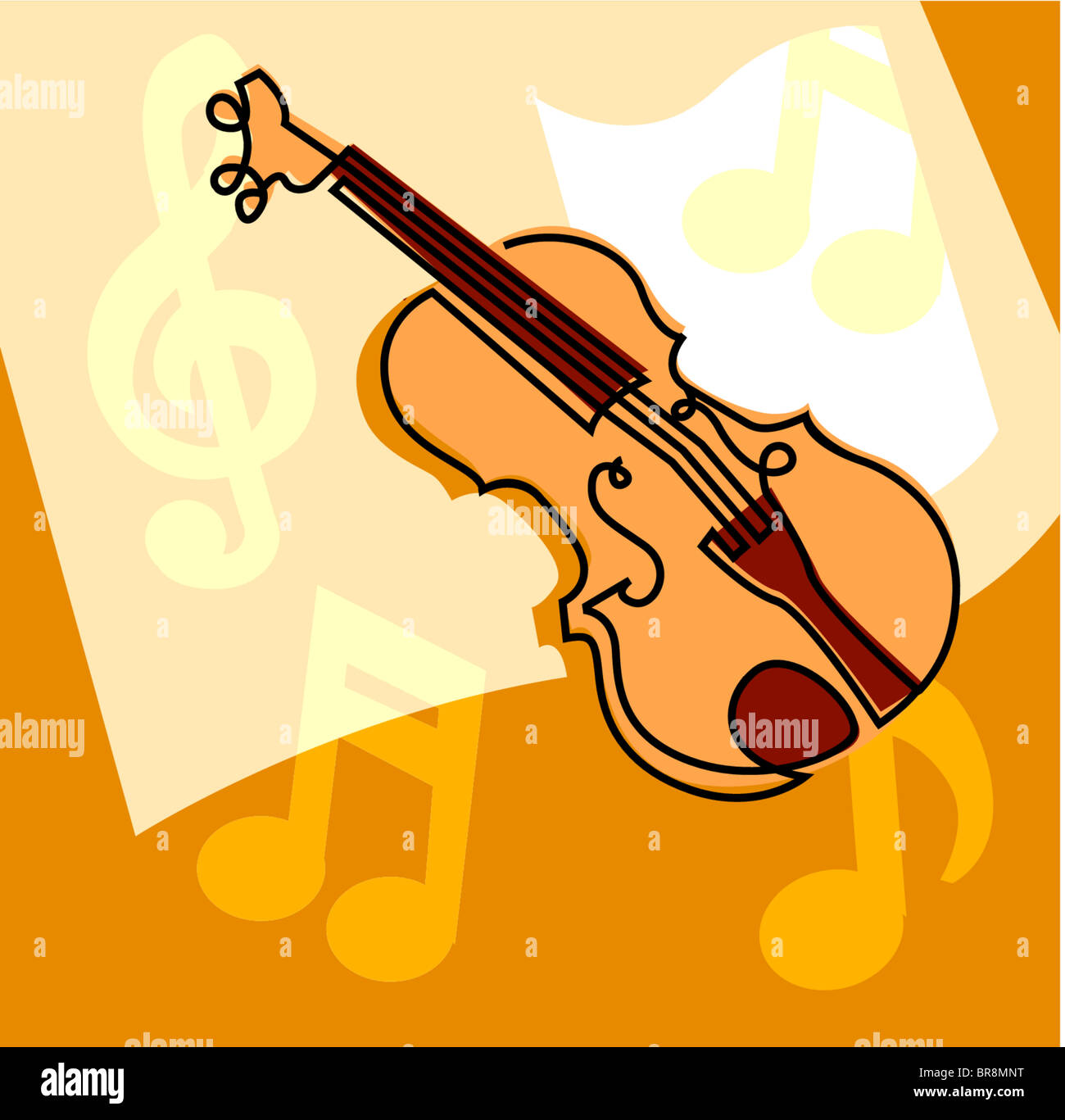 Violin and musical notes Stock Photo - Alamy