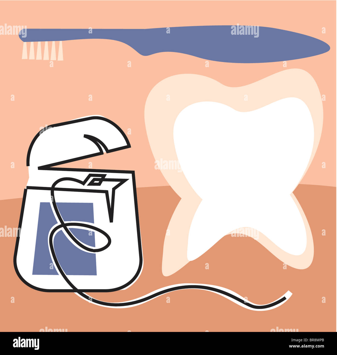 Dental floss, toothbrush and molar Stock Photo - Alamy