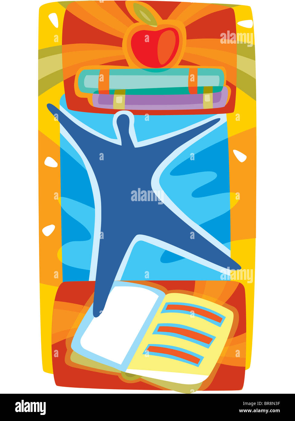 Happy figure with books Stock Photo - Alamy