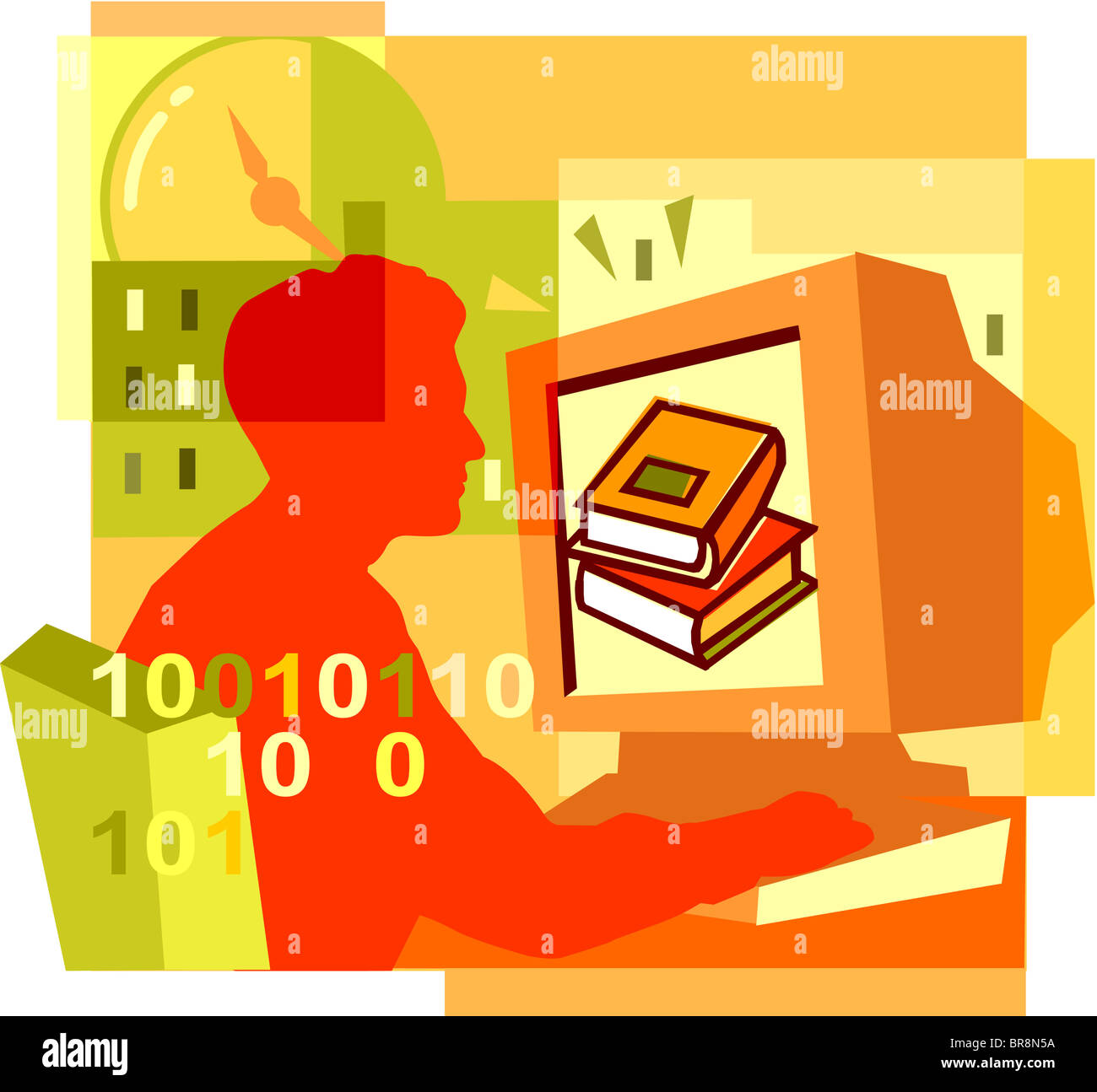 Man on computer, e-learning Stock Photo - Alamy