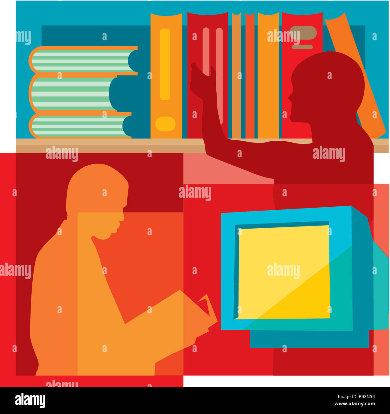 Students studying in the library, montage Stock Photo - Alamy