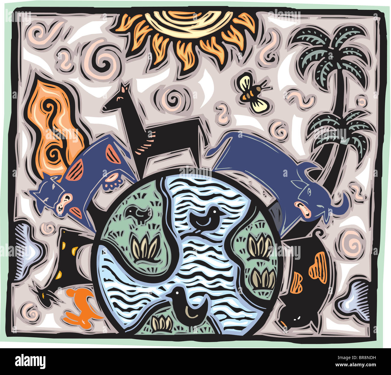 Animals circling the globe Stock Photo - Alamy