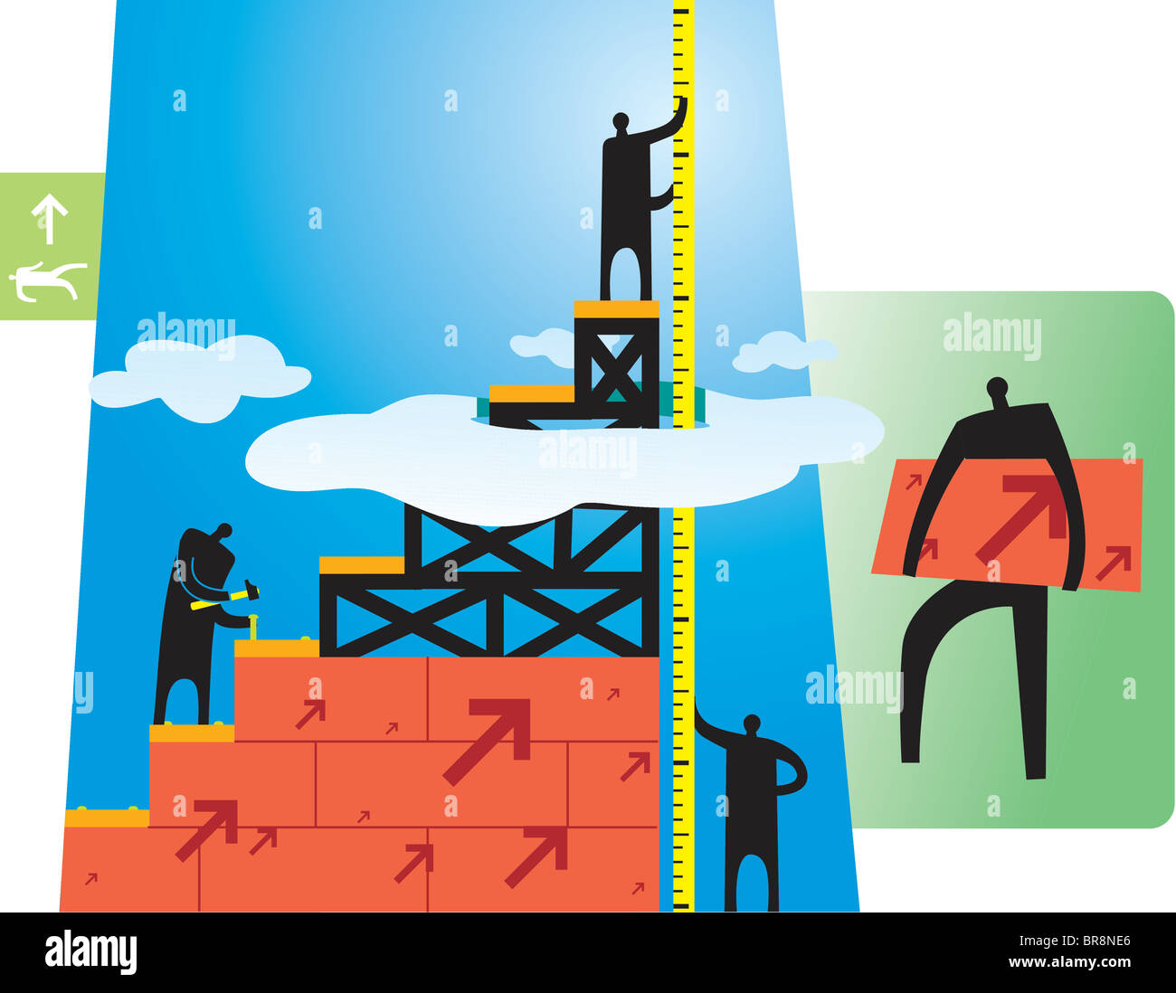 Group of people building a tall building Stock Photo - Alamy