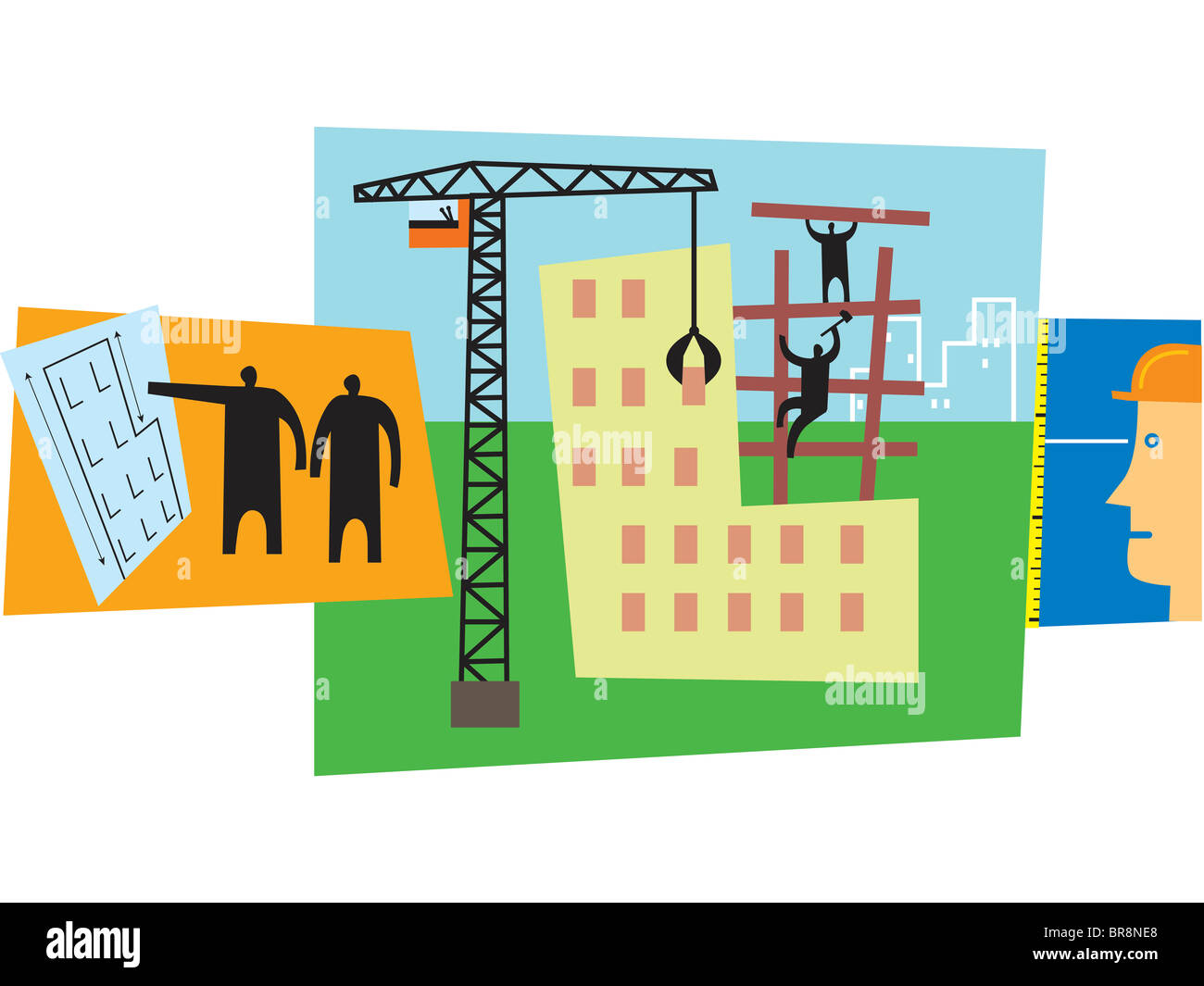 A building under construction, people looking at plans Stock Photo - Alamy