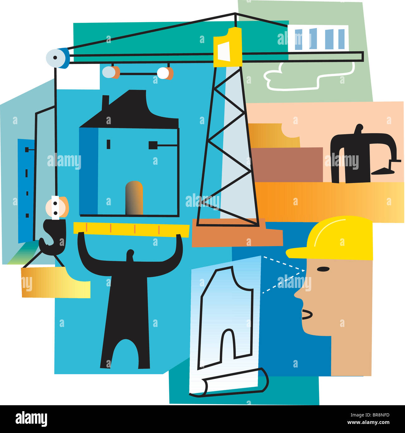 People building a housing development Stock Photo - Alamy