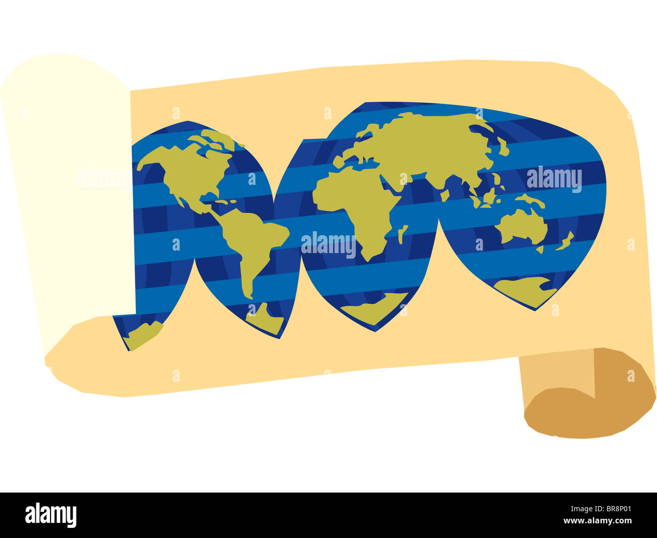 Scroll illustration map hi-res stock photography and images - Alamy