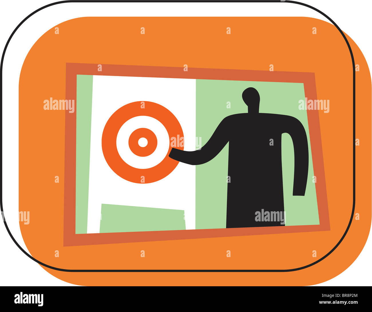 Illustration of man showing his target Stock Photo - Alamy