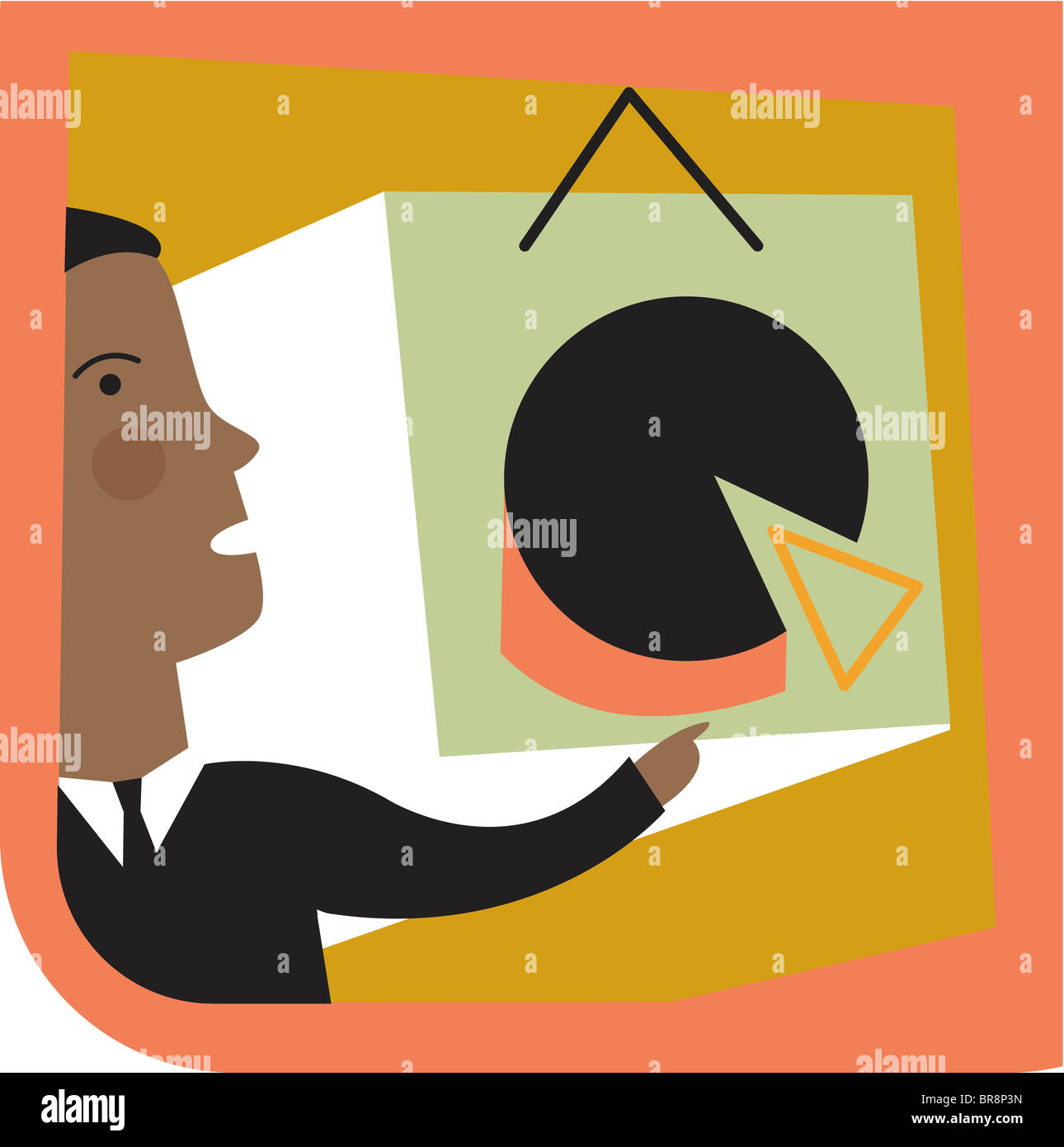 Businessman pointing to a pie chart Stock Photo - Alamy
