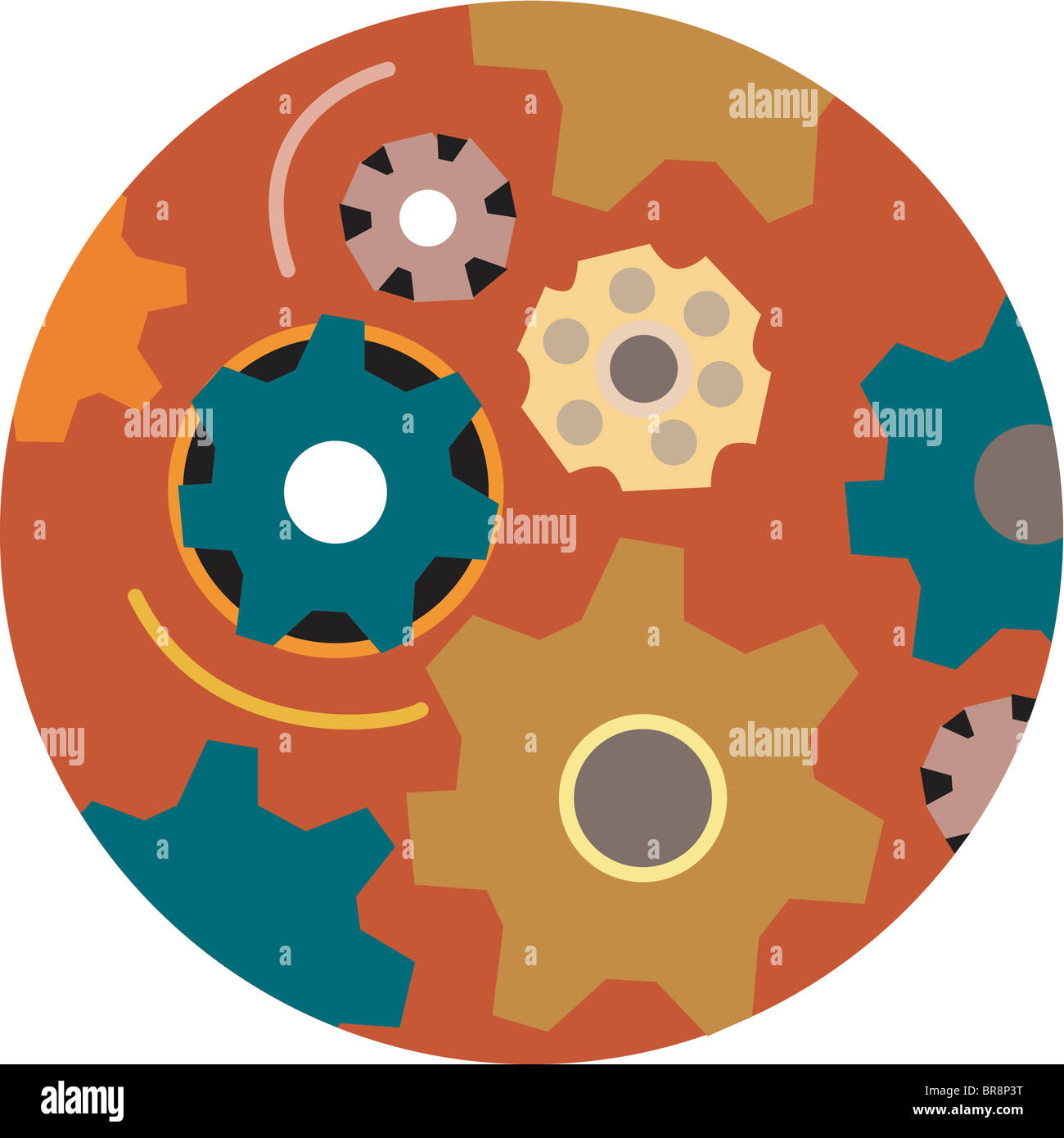 Group of gears in circle Stock Photo - Alamy