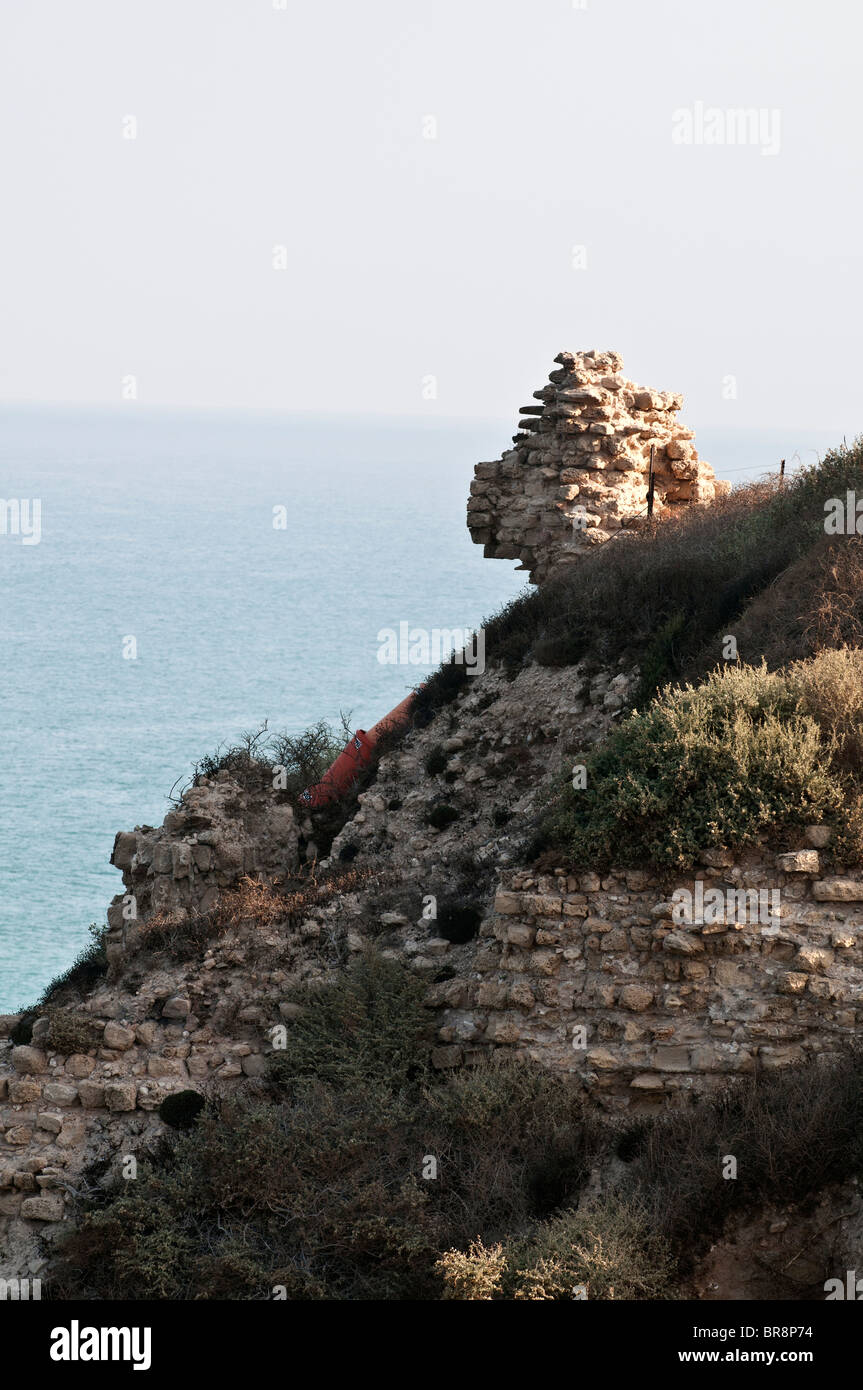 Tower over moat at Apollonia Israel Stock Photo - Alamy