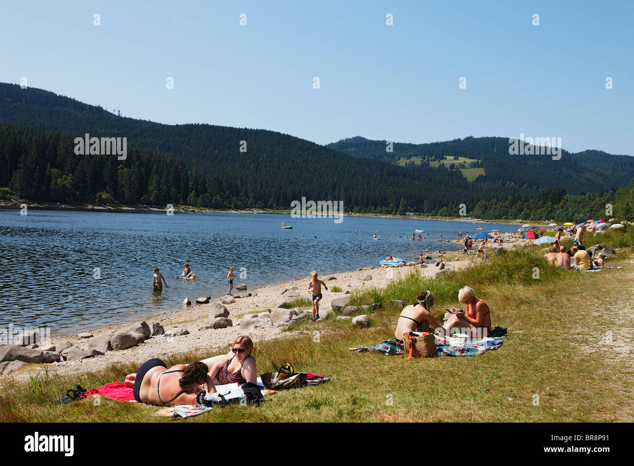 Bathers at lake Schluchsee, Baden-Wurttemberg, Germany Stock Photo - Alamy