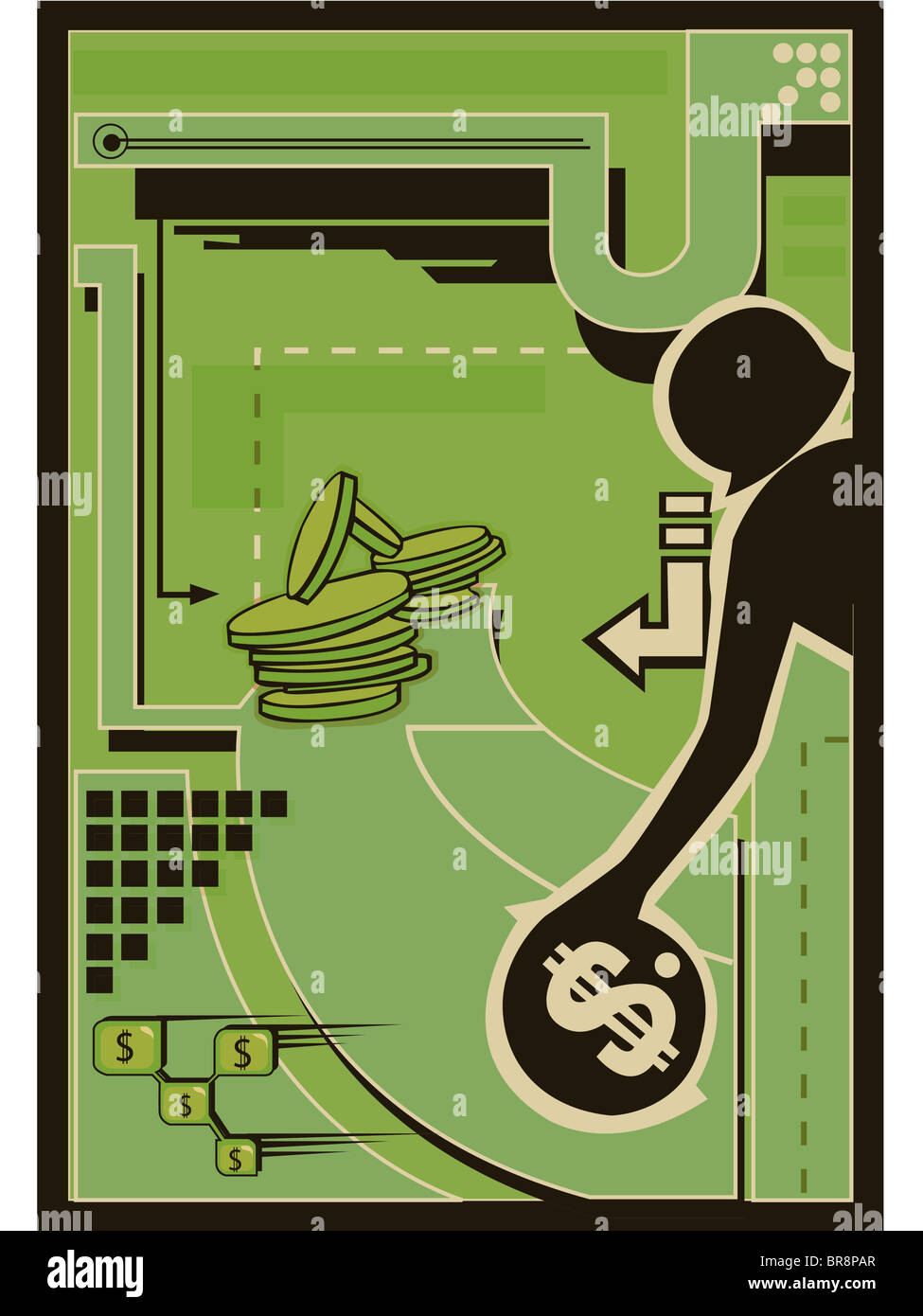 A woman playing bowling with coins Stock Photo - Alamy