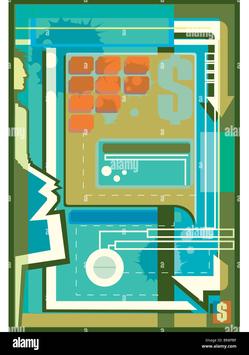 An illustration of a money collage Stock Photo - Alamy