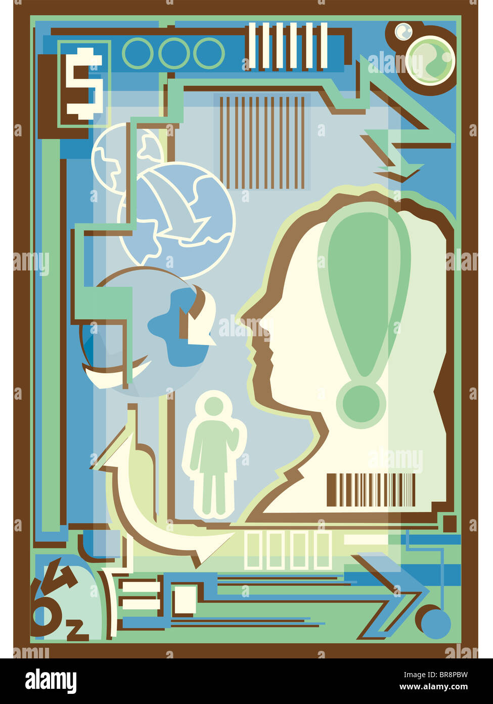 A barcode collage graphically represented in blue and green Stock Photo ...