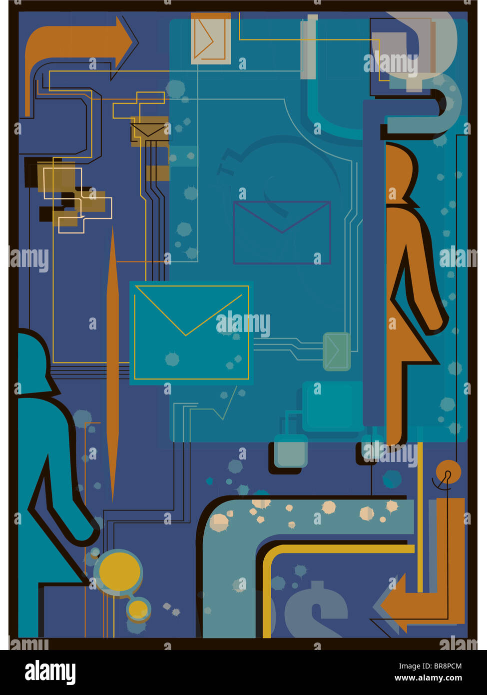 Two women sending business emails to each other Stock Photo - Alamy