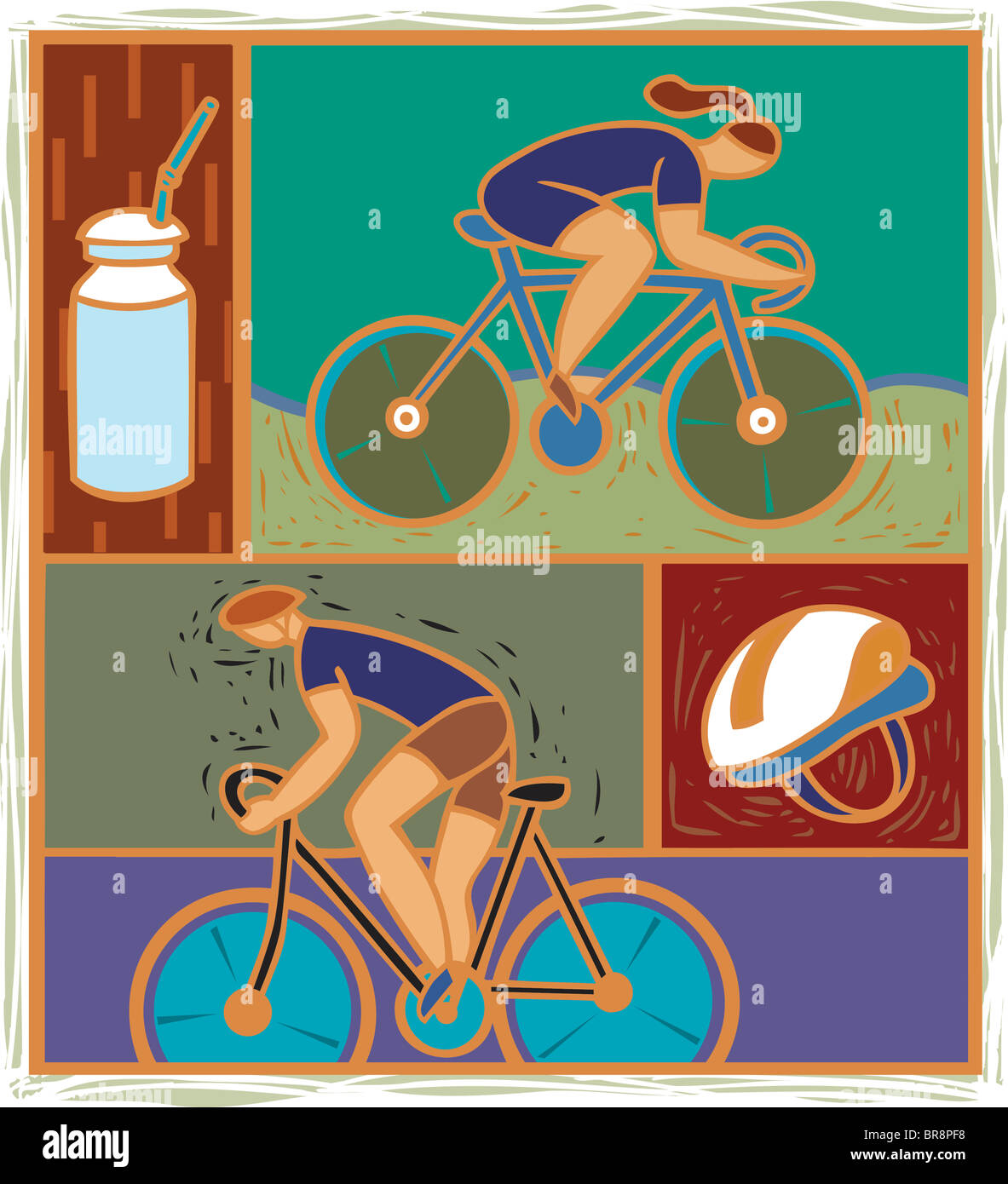 Illustration of two cyclists Stock Photo - Alamy