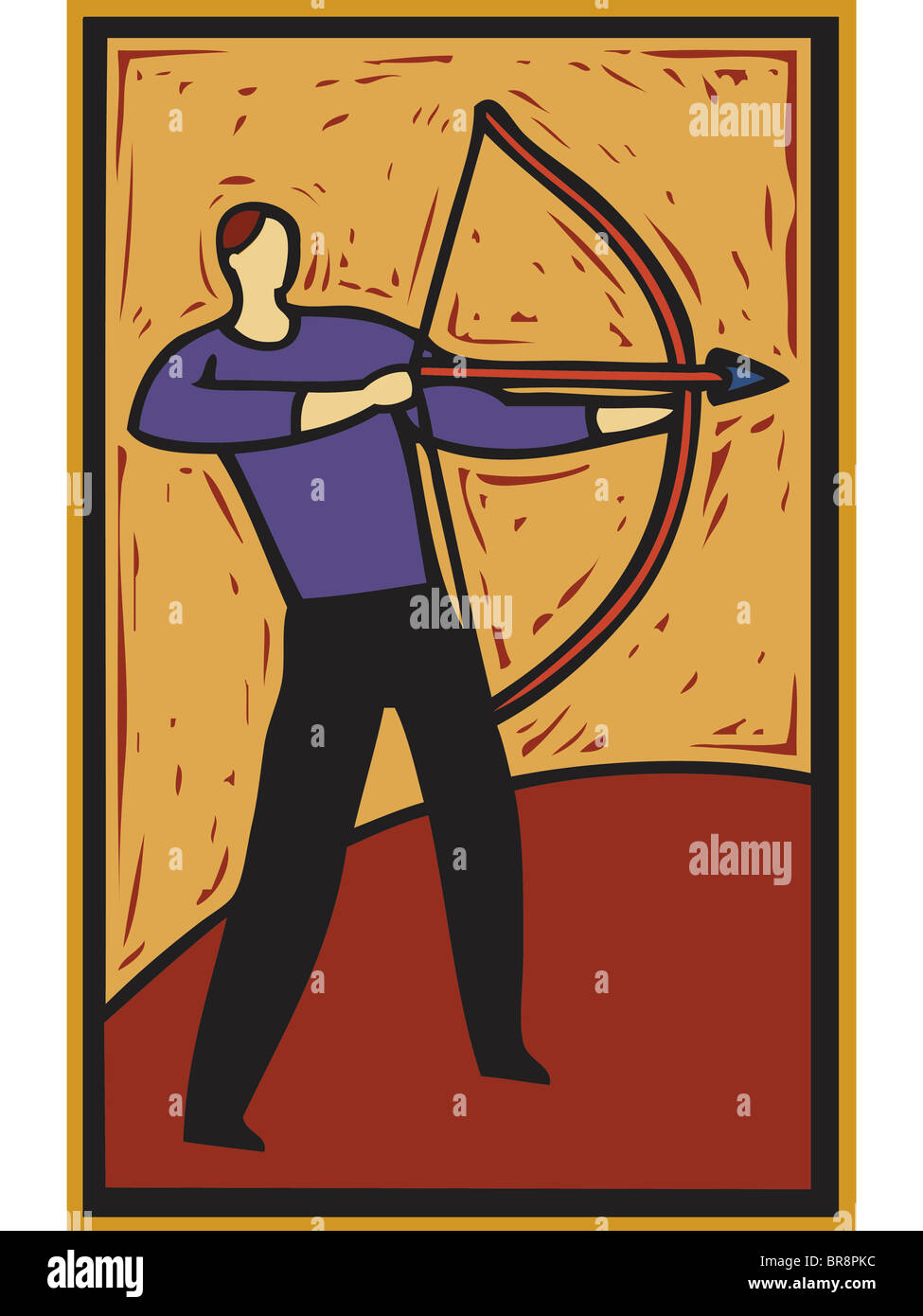 ilustration of a man using a bow and arrow Stock Photo - Alamy