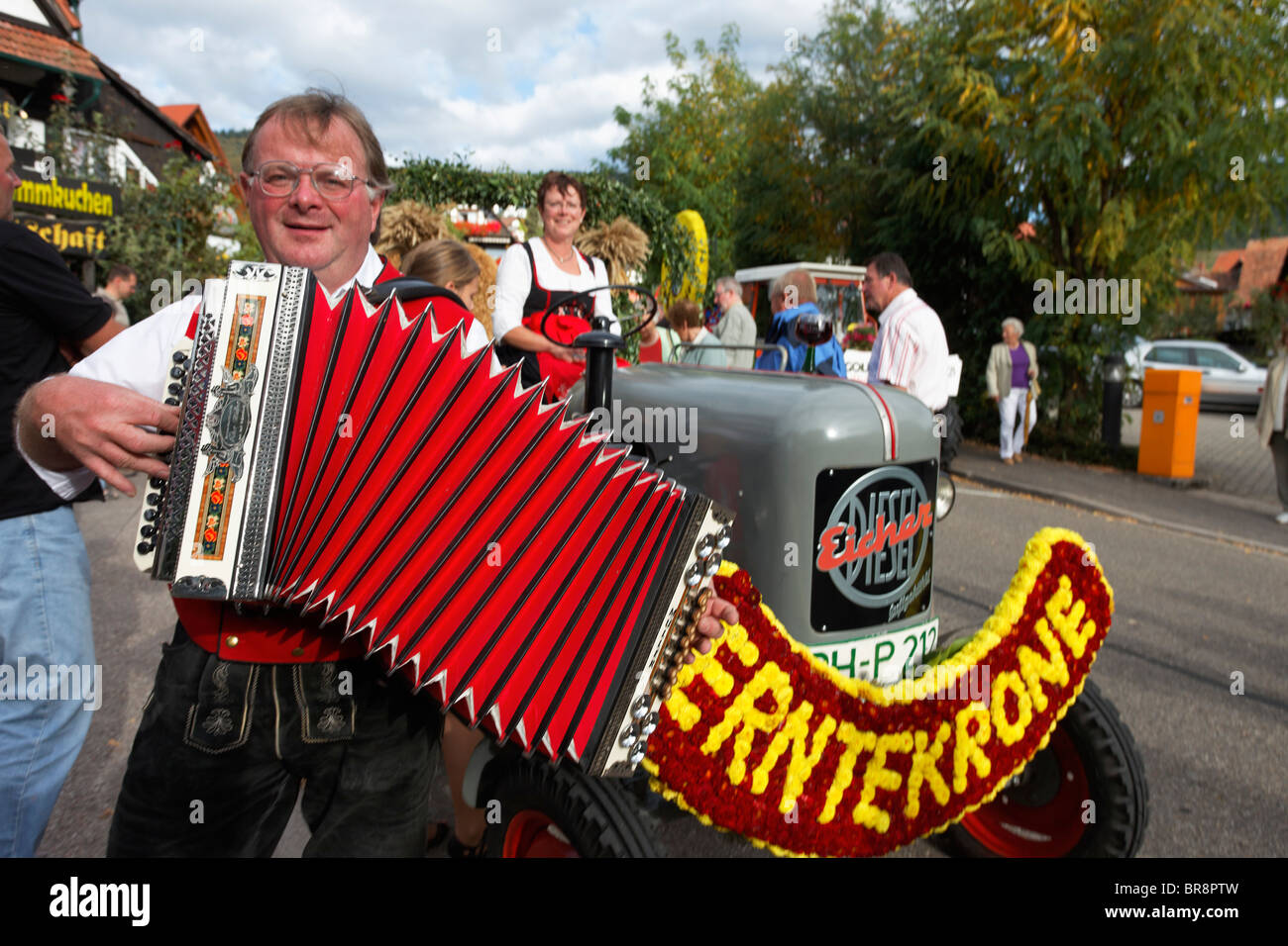 Musician, Wine and harvest festival, Sasbachwalden, Baden-Wurttemberg ...