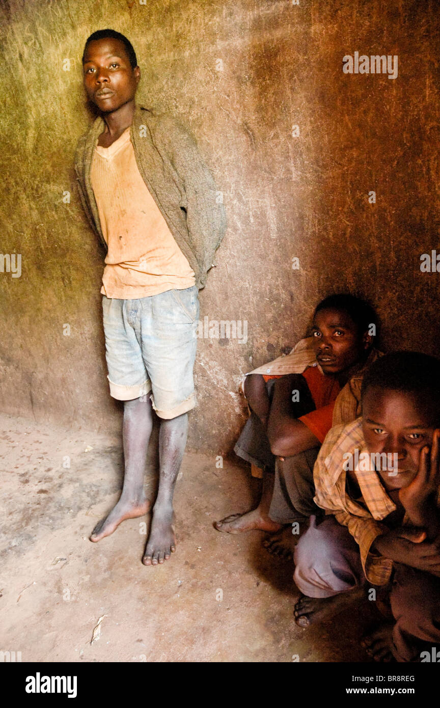 Young men in a Burundian Jail, also called "cacho", near Ngozi, Burundi ...