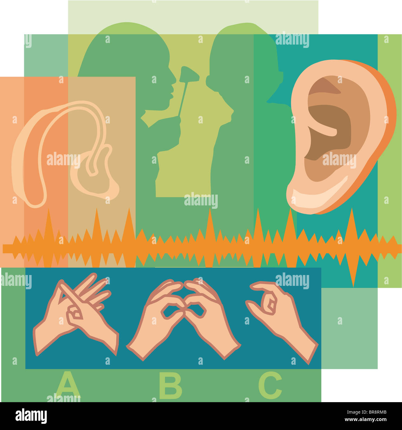 Collage of a doctor looking inside a patients ear, an ear, a hearing ...