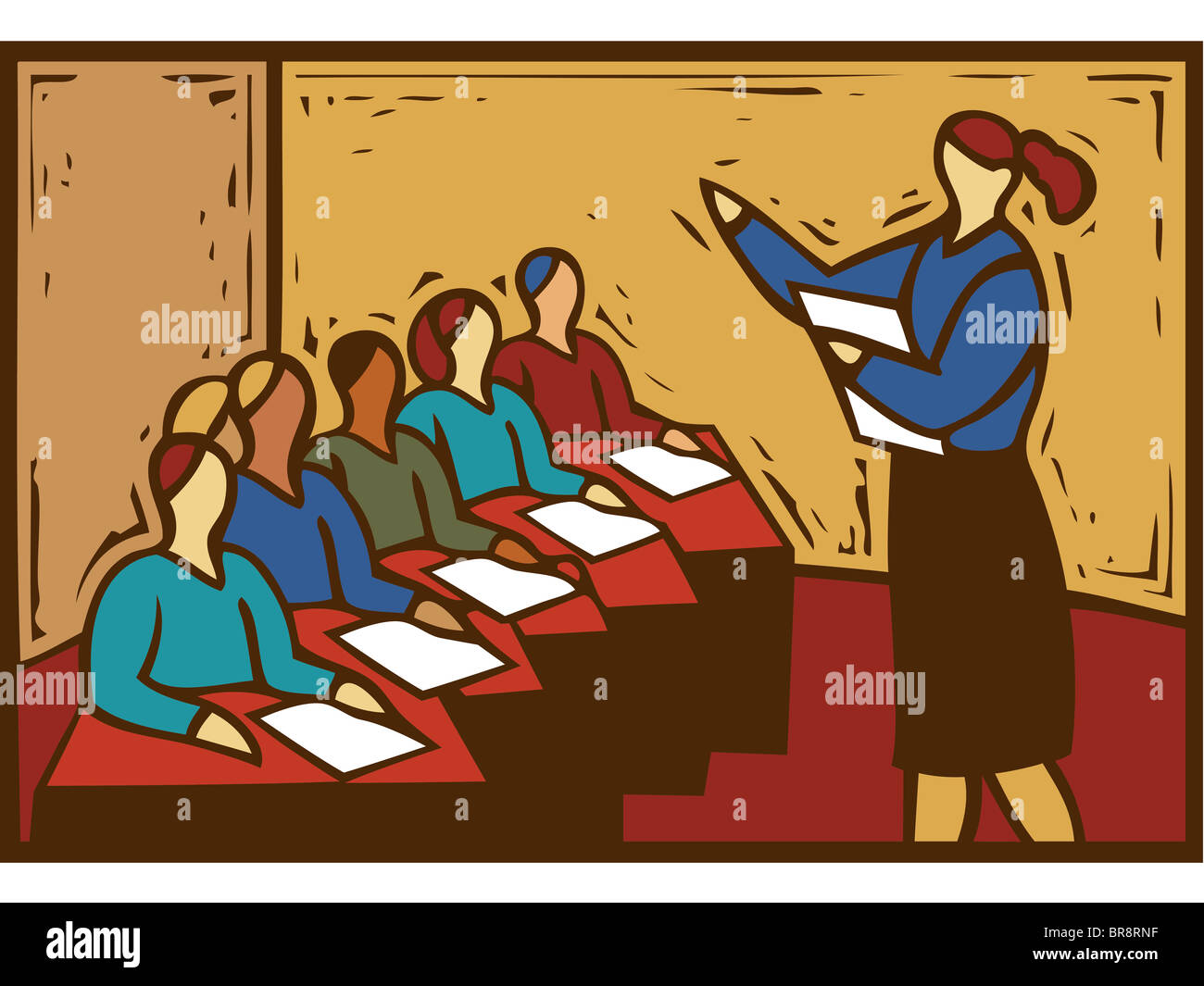 Illustration of an instructor teaching students in a classroom Stock ...