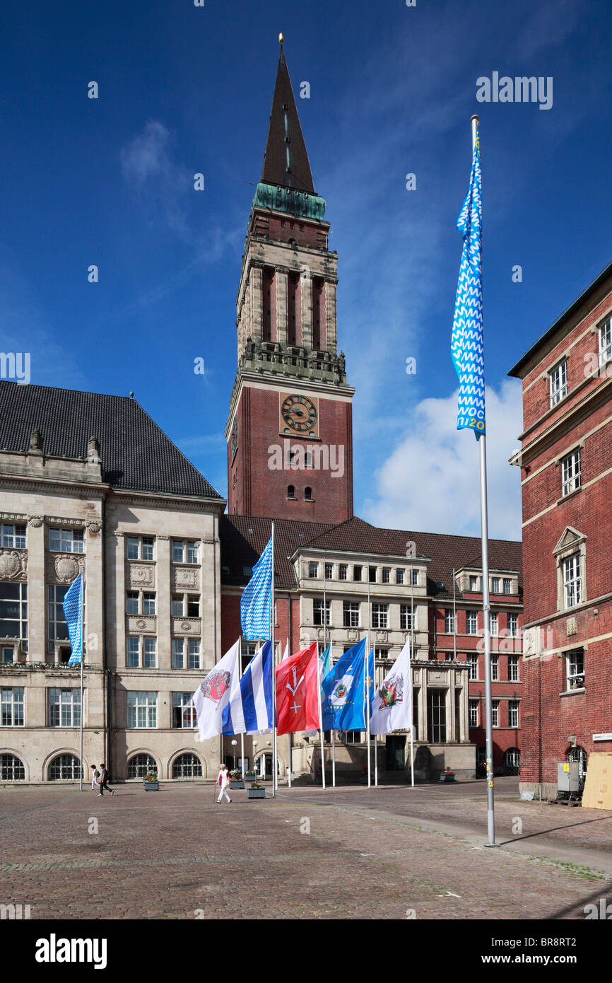 Rathaus mit dem Kampanile in Kiel, Kieler Foerde, Ostsee, Schleswig ...