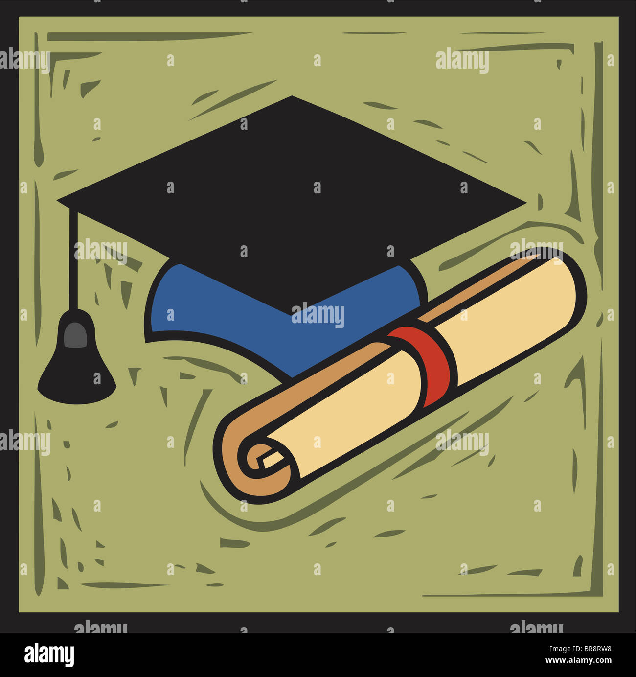 A graduation hat and a diploma Stock Photo - Alamy