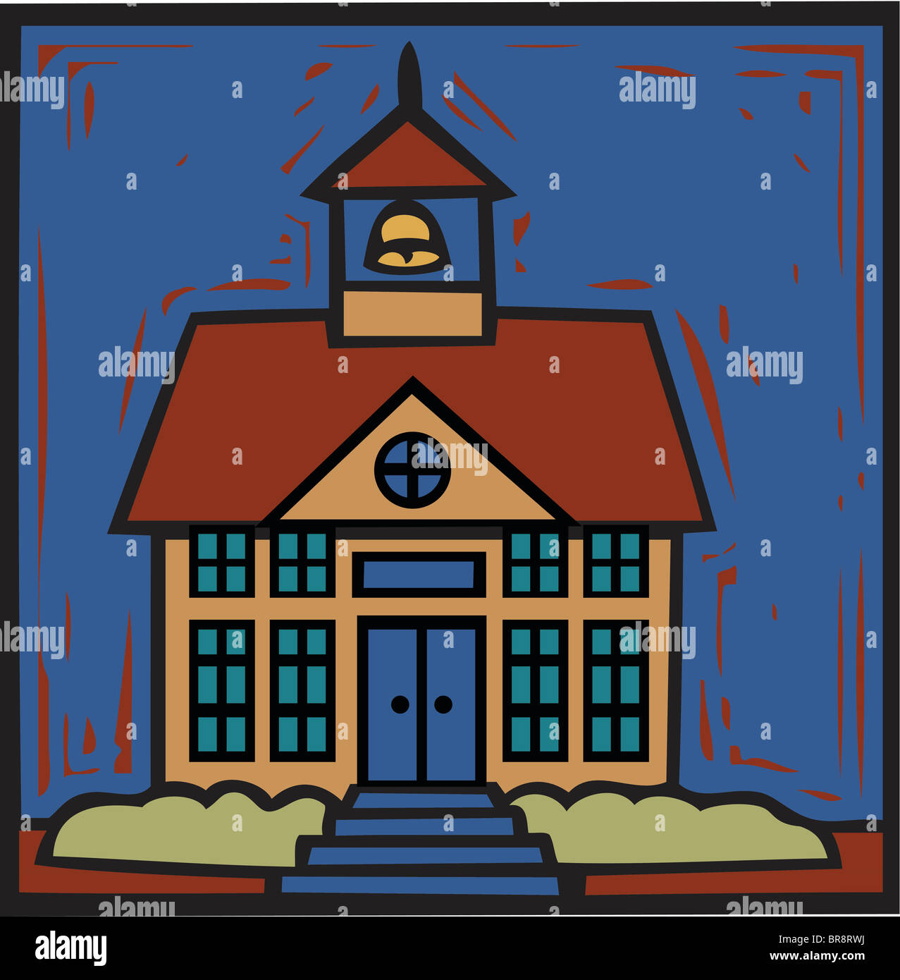 A school house with a bell on top Stock Photo - Alamy