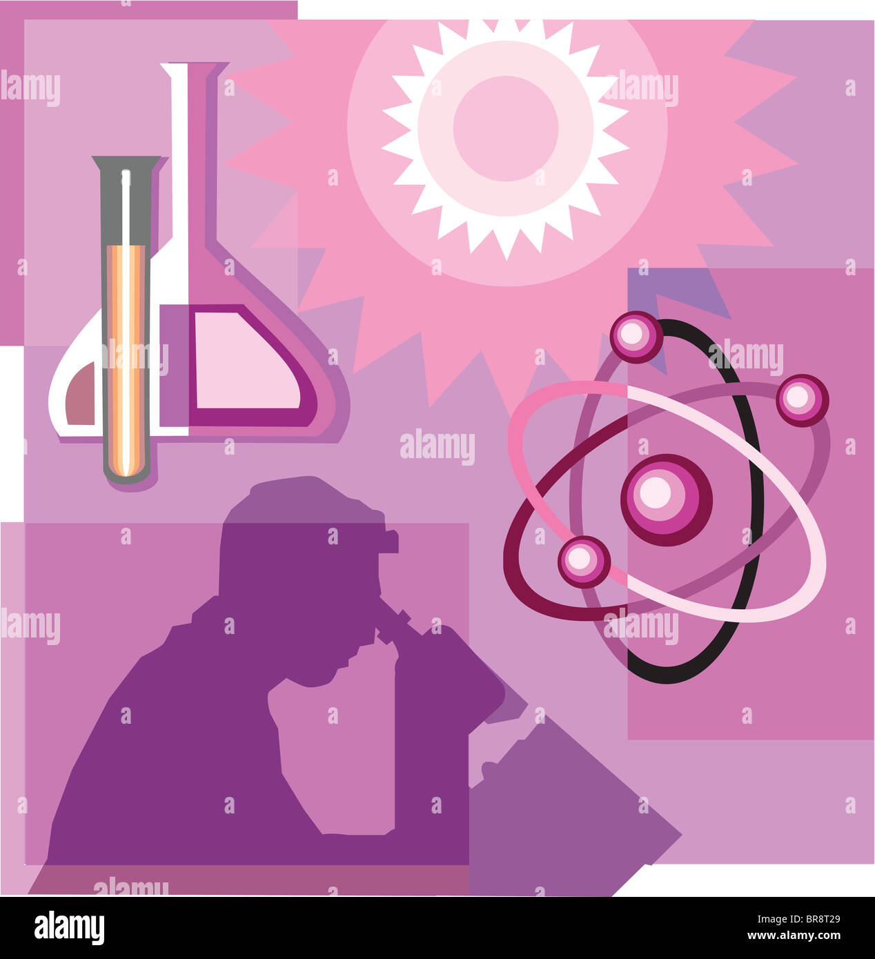 Montage illustration about modern science containing molecules ...