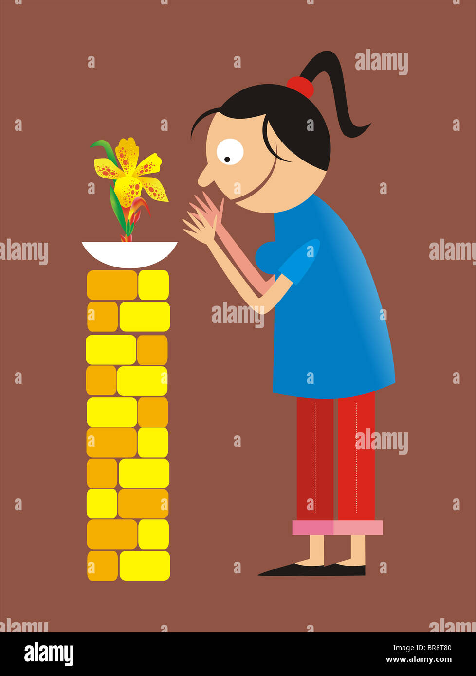 Cartoon woman flower hi-res stock photography and images - Alamy