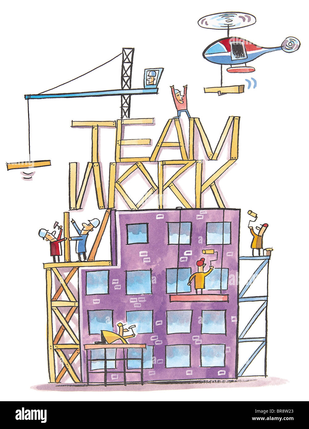 Team work cartoon crane construction hi-res stock photography and ...