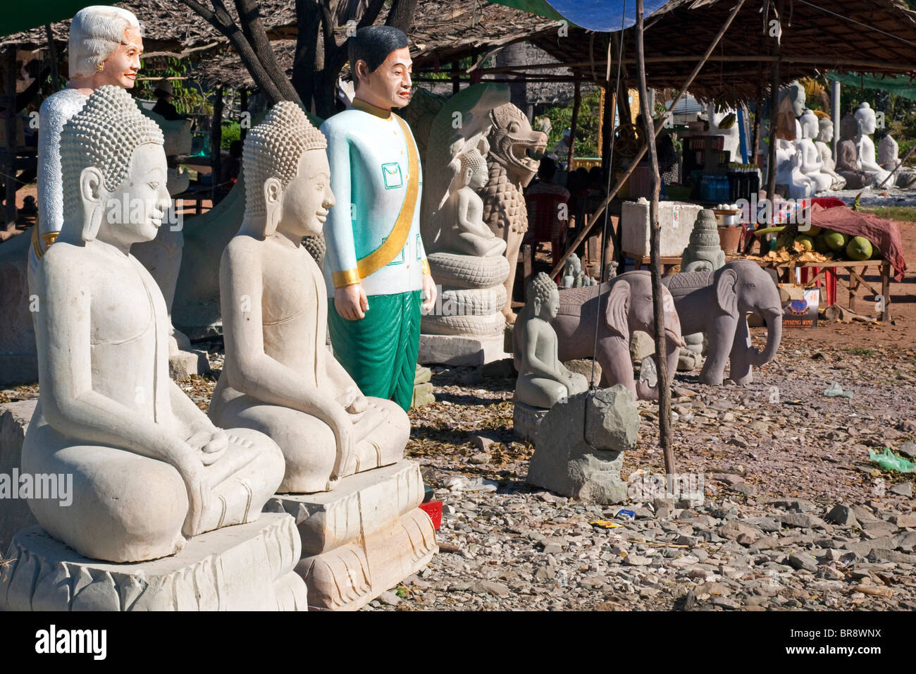 Stone workshop, near Phnom Penh, Cambodia Stock Photo - Alamy