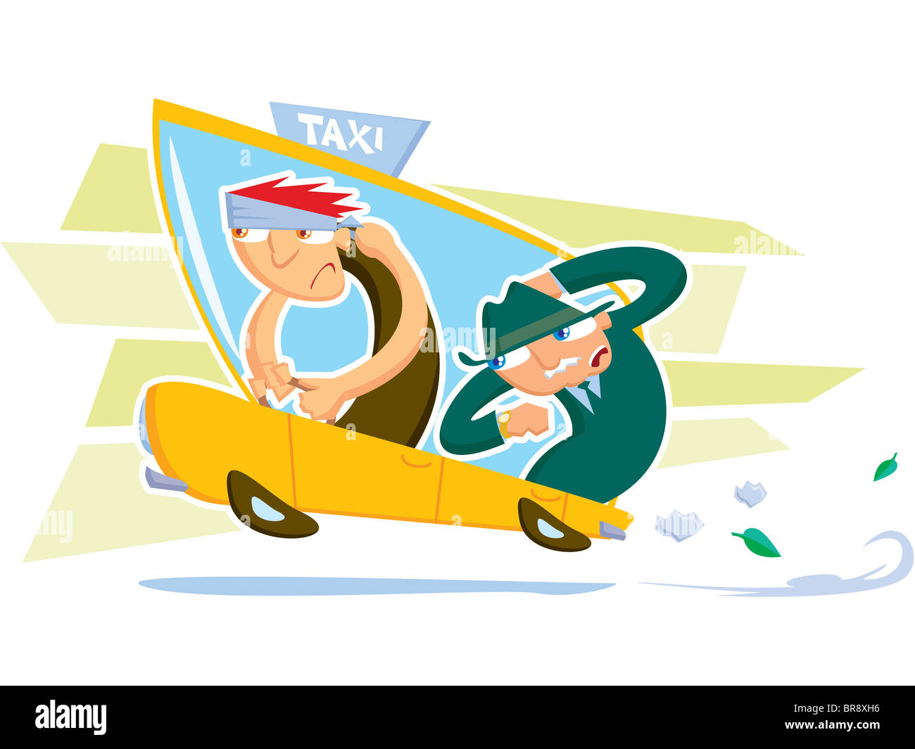 A drawing of a taxi driver and a businessman Stock Photo - Alamy