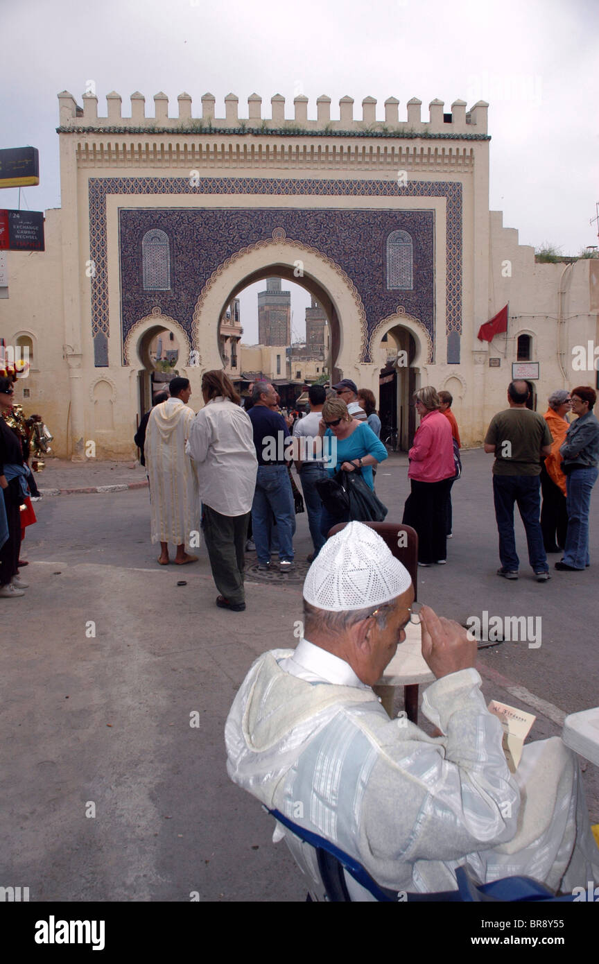 Morocco, Fes, The Blue Gate of Fes Stock Photo - Alamy