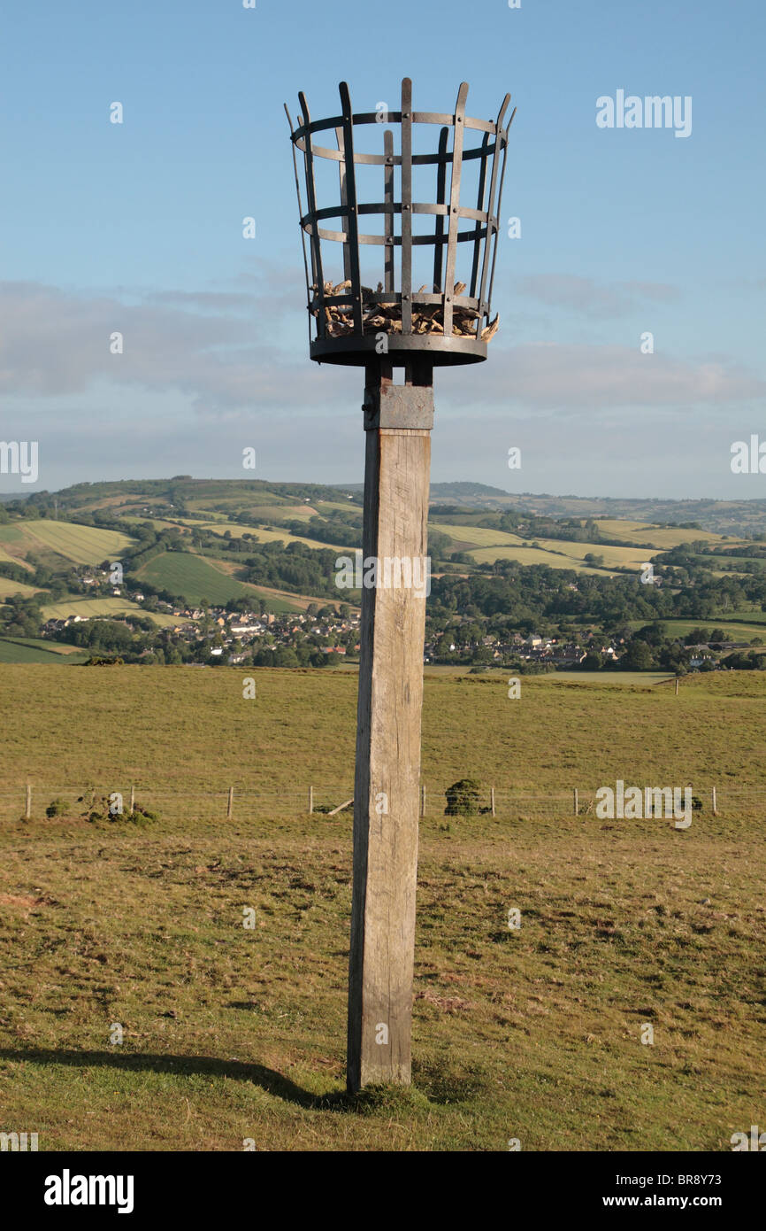 View north (inland) signal basket on top of Thorncombe Beacon, Jurassic ...