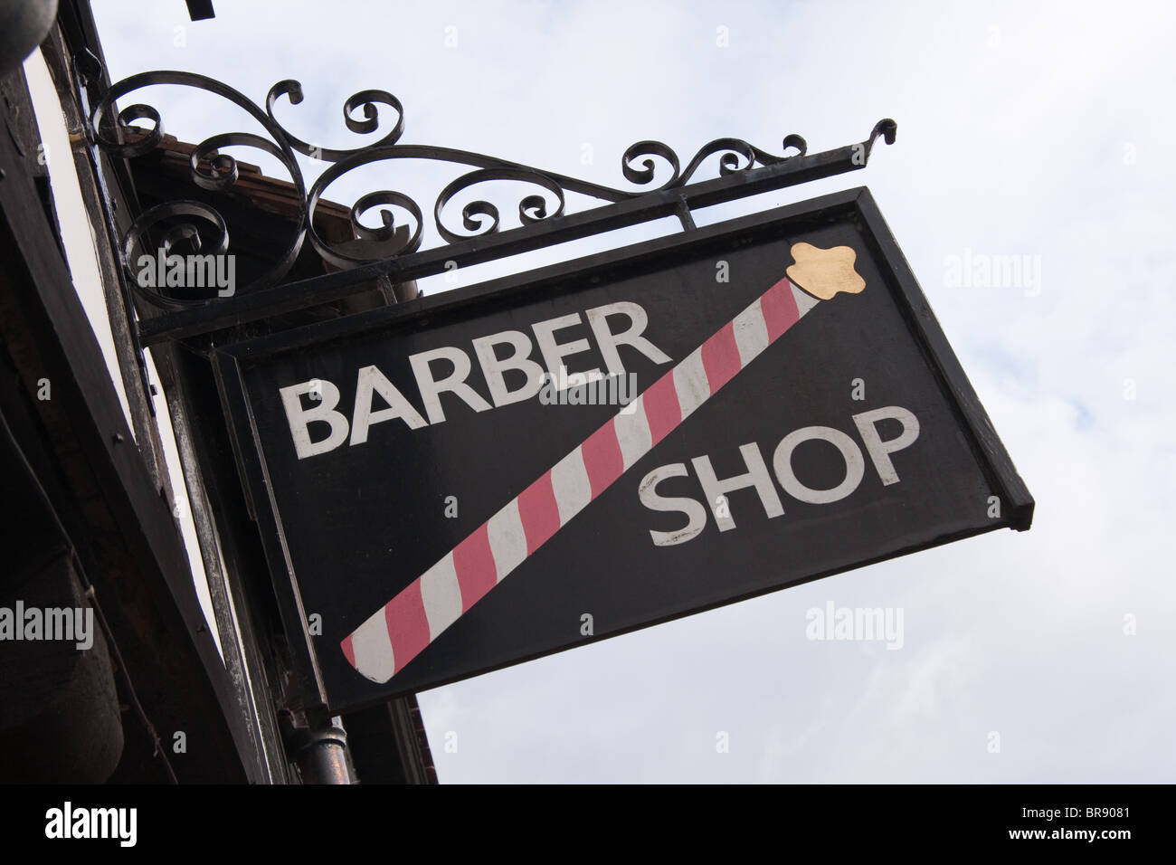 Sign outside traditional Barber Shop Stock Photo - Alamy